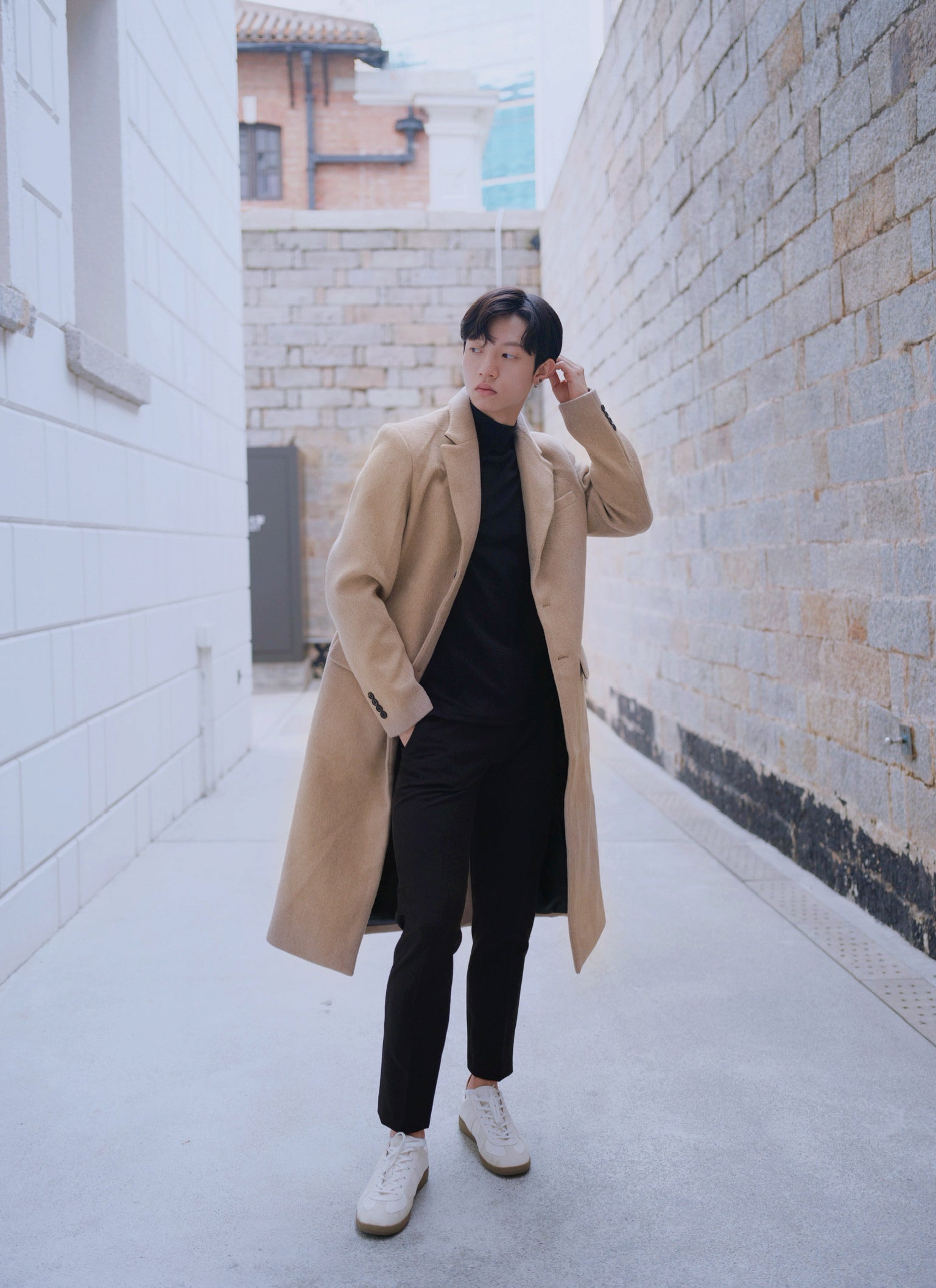 米色羊毛大褸 - 韓國男裝 – 179CM.Korea